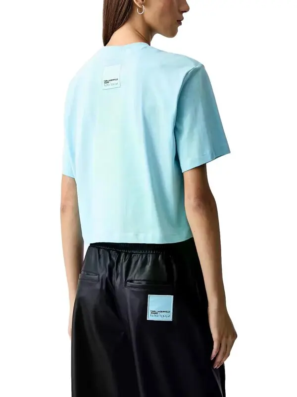 Karl Lagerfeld X Pietro Terzini Slogan-print Cropped T-shirt - Blue