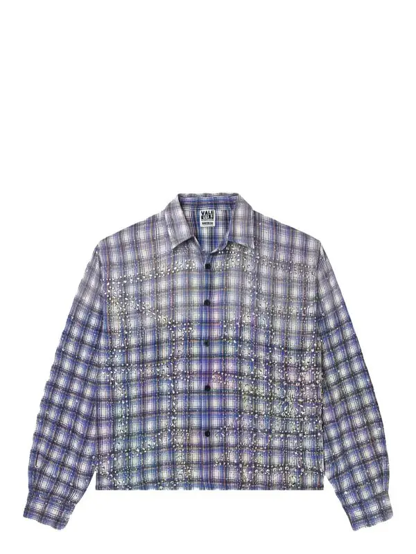 VALE FOREVER Crystal-embellished Checked Shirt - Blue