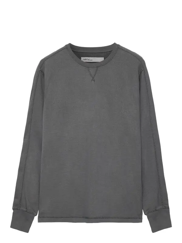 ALLSAINTS Isaac Waffle-knit Long-sleeve T-shirt - Grey