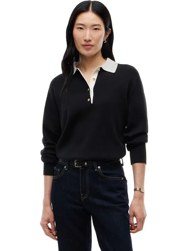 Tommy Hilfiger Relaxed Fit Lightweight Sweater Polo - Black