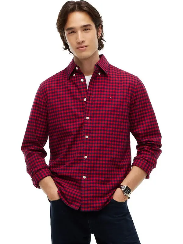 Tommy Hilfiger Regular Fit Gingham Oxford Shirt - Medium Red