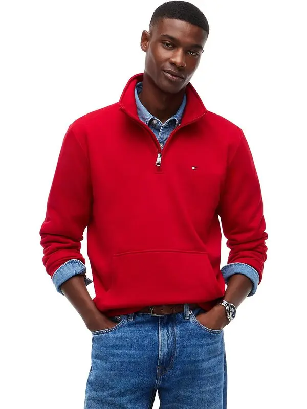 Tommy Hilfiger Fleece Quarter-zip Sweatshirt - Medium Red