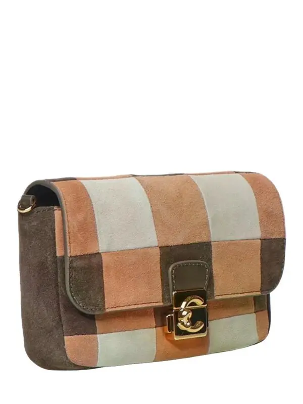 COCCINELLE Mini C-me Lock Patchwork-design Shoulder Bag - Brown