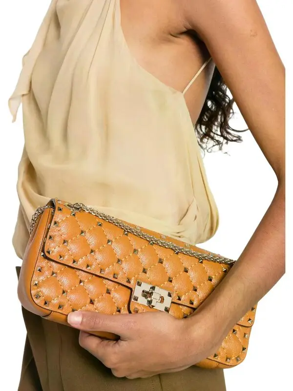 Valentino Garavani Rockstud Spike Shoulder Bag - Brown