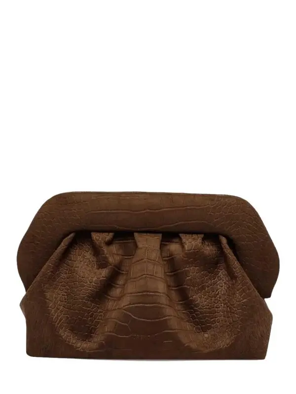 THEMOIRE Bios Crocodile-effect Clutch - Brown