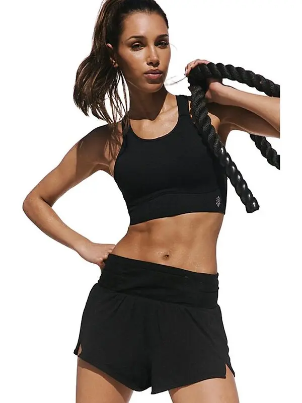 Free People Mile A Minute Uv Protection Run Shorts - Black