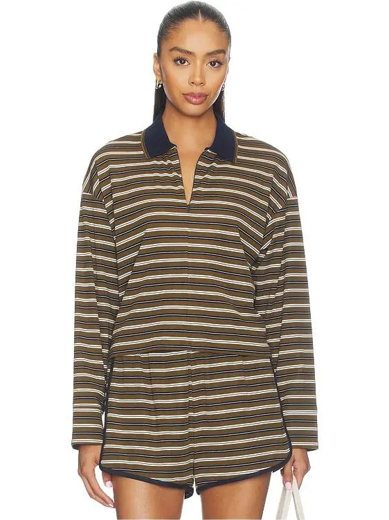 Line & Dot Sadie Top In Multi - Olive