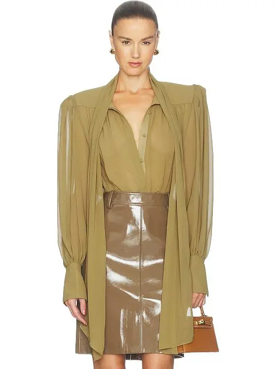 CAMILA COELHO Bryn Top In Olive - Khaki Olive