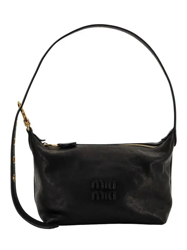 Miu Miu Nappa Aviator Leather Shoulder Bag - Black