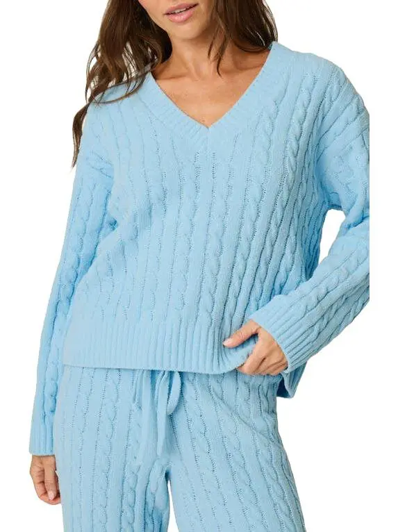 PJ Salvage Cozy Chenille Cable Sweater - Cloud Blue