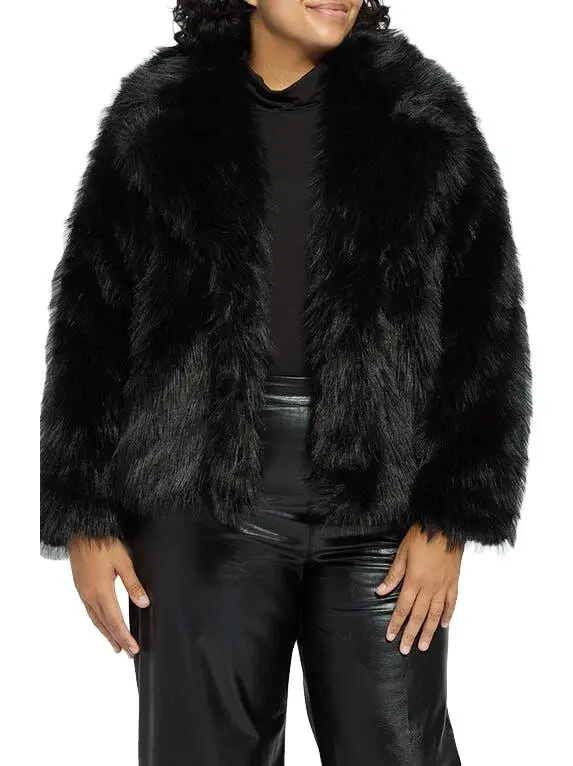 Lyssé Clio Faux Fur Cropped Coat - Black