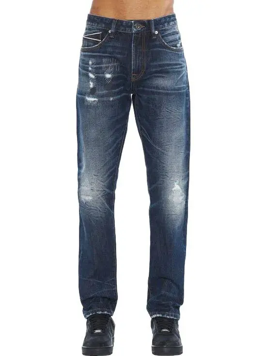 CULT OF INDIVIDUALITY Rocker Slim Straight Fit Distressed Jeans - Abyss