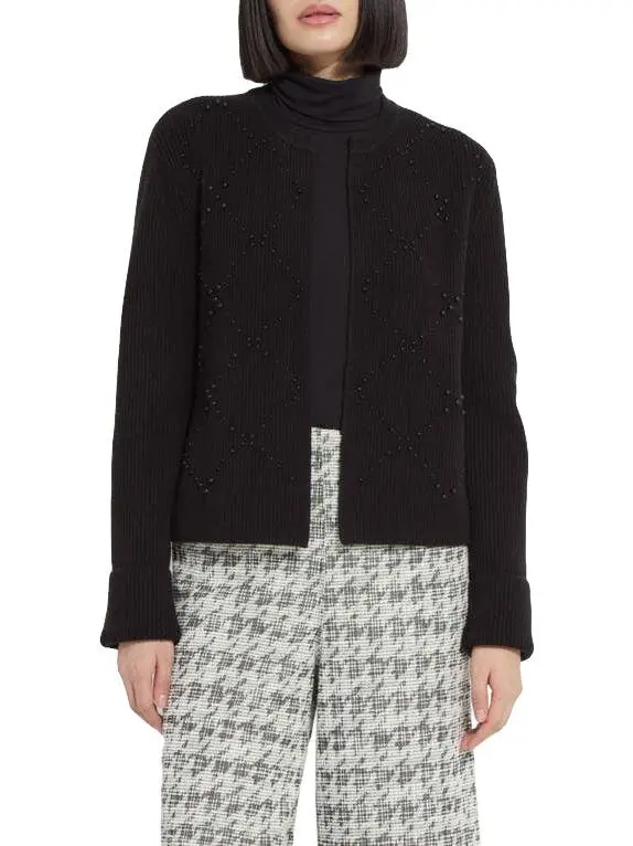Lyssé Calliope Faux Pearl Embellished Cardigan - Black