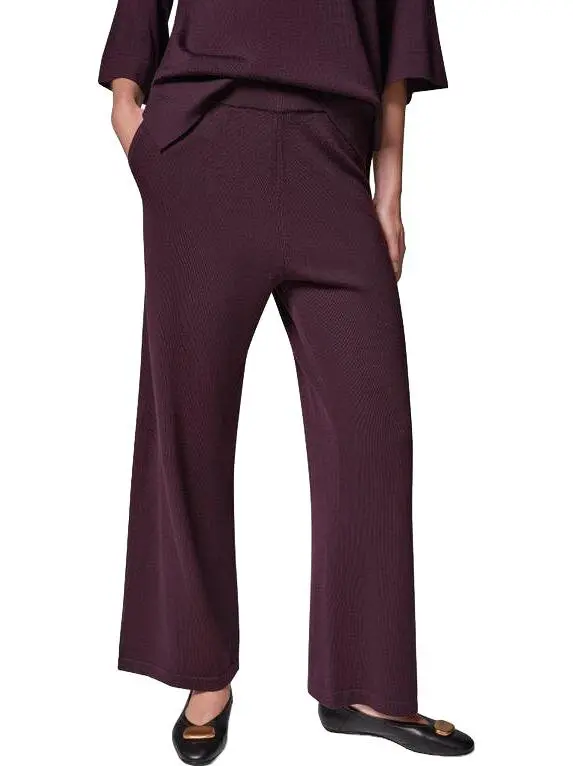 Donna Karan New York Merino Wool Wide Leg Sweater Pants - Glazed Fig