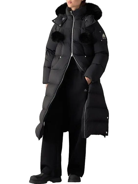 Moose Knuckles Everest Faux Fur Trim 800 Fill Power Down Puffer Coat - Black