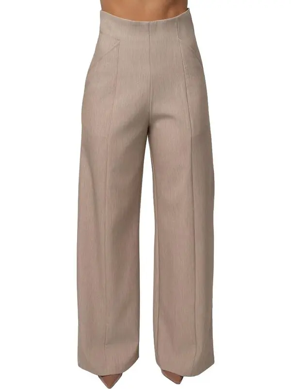 JLUXLABEL Power Move High Waist Trouser - Heather Beige