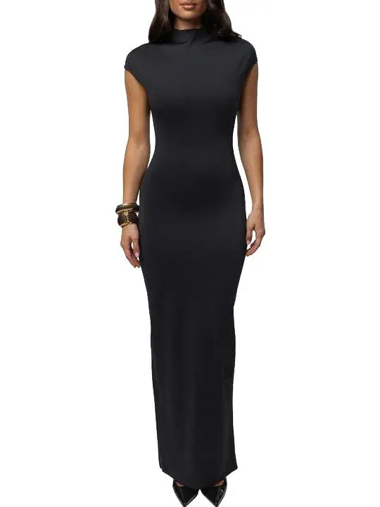 JLUXLABEL Margot Mock Neck Dress - Black