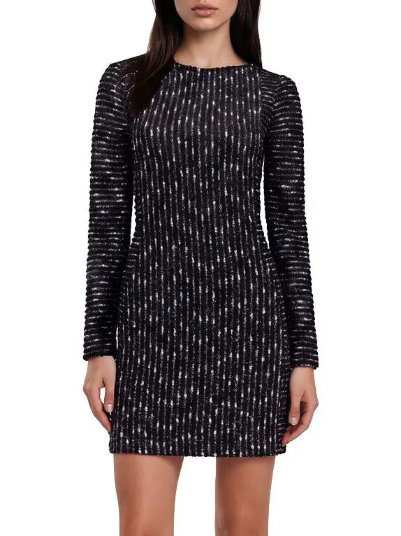 IVONNE Boat Neck Sparkle Knit Bodycon Dress - Black