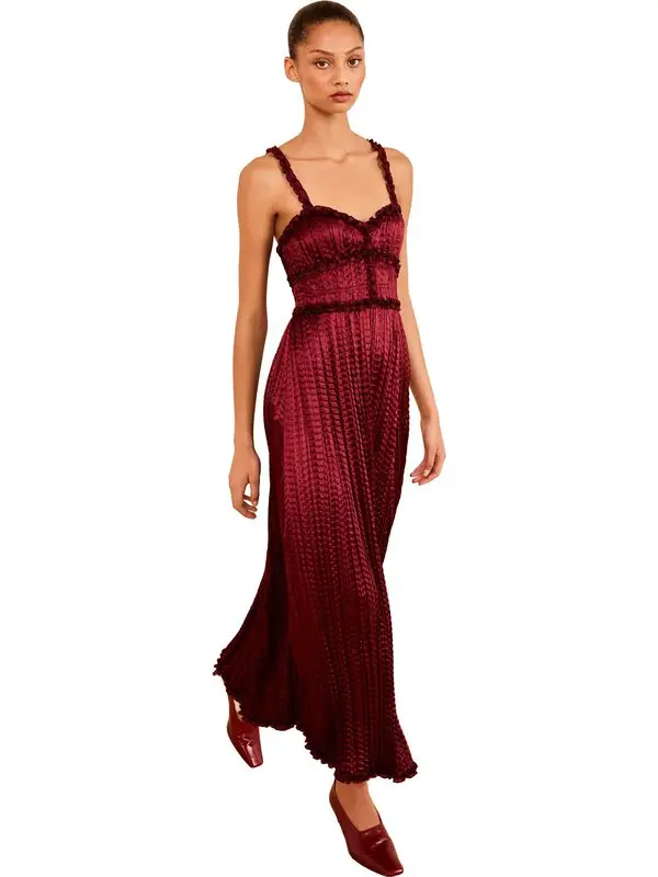 Ulla Johnson Estrella Cami Pleated Dress - Garnet