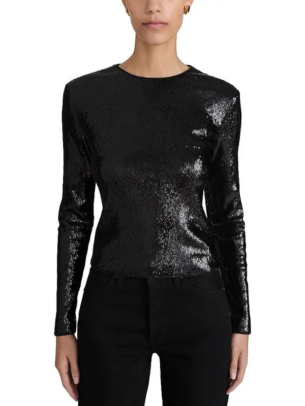 FRAME The Micro Sequin Top - Black