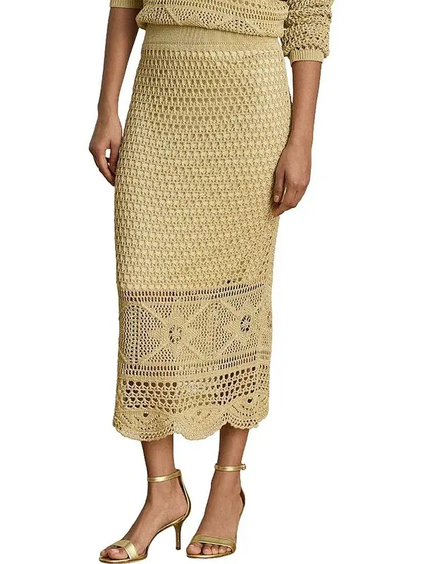 Ralph Lauren Pointelle Knit Midi Skirt - Sand
