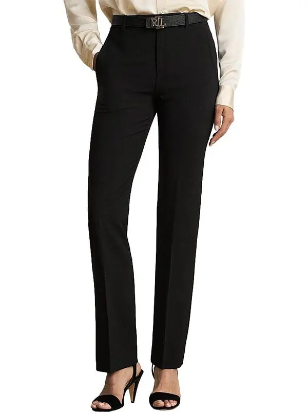 Ralph Lauren Stretch Crepe Straight Pants - Black