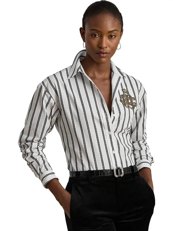 Ralph Lauren Relaxed Fit Striped Cotton Shirt - White Multi