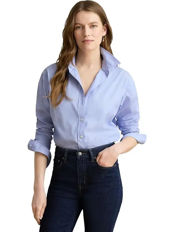 Ralph Lauren Cotton Relaxed Button Front Shirt - Blue