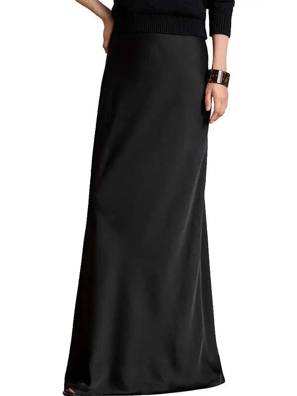 Ralph Lauren Satin Charmeuse Maxi Skirt - Black