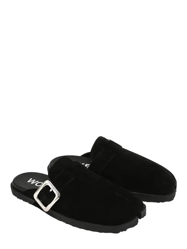 NAKED WOLFE Lola Suede Mules - Black