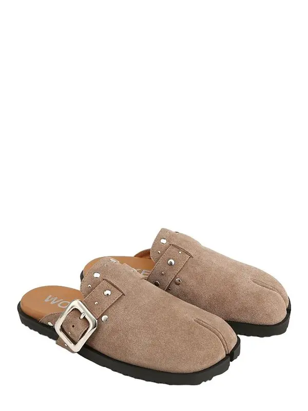 NAKED WOLFE Lola Suede Mules - Mushroom