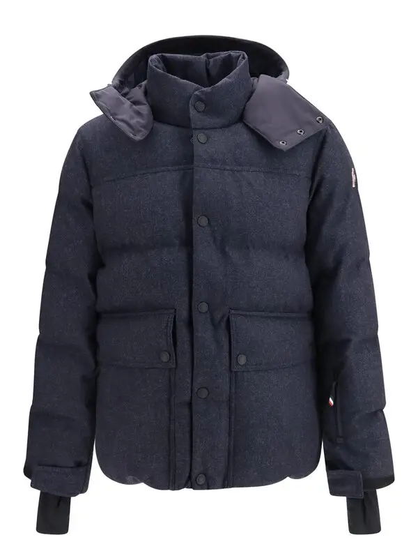 Moncler Padded Denim-effect Wool Ski Jacket - Blue