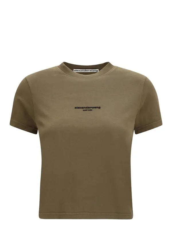 Alexander Wang Hort-leeve T-hirt With Central Logo Print - Green