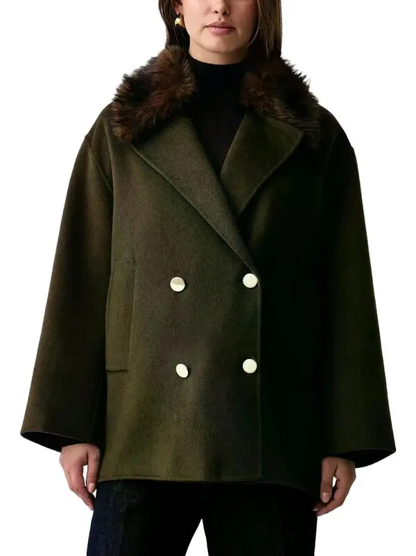KAOS Buttoned Short Double-breasted Coat - Green
