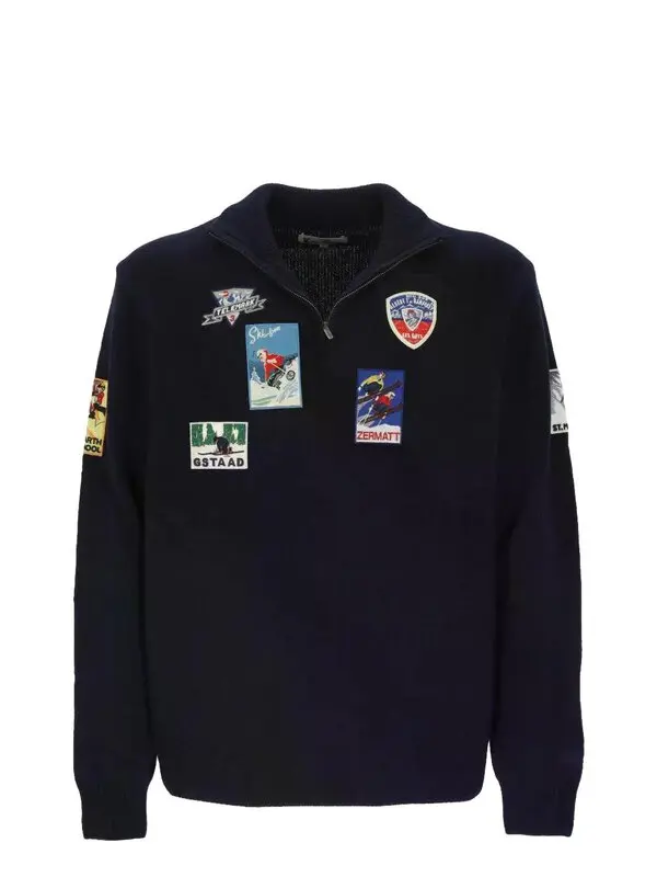 MC2 SAINT BARTH Patch-detail Quarter-zip Sweatshirt - Blue