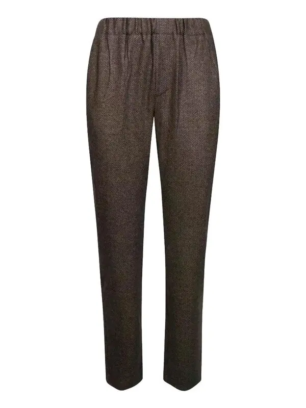 Max Mara Herringbone-jacquard Slim-fit Trousers - Brown