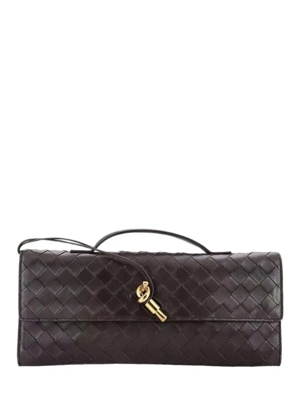 Bottega Veneta Andiamo Top Handle Intrecciato Nappa Long Clutch Bag - Brown