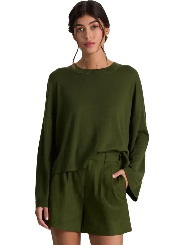 Alice + Olivia Margie Boxy Pullover - Dark Fern