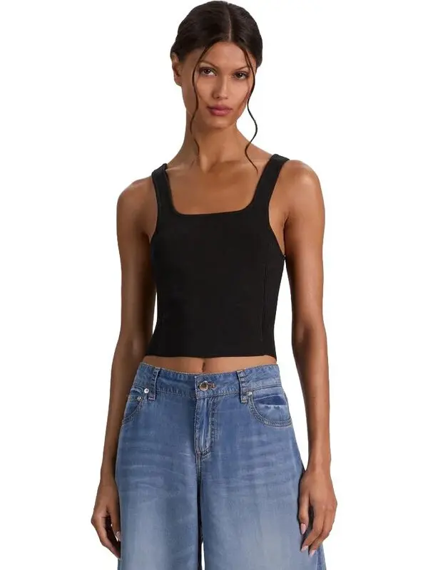 Alice + Olivia Devin Side Panel Tank - Black