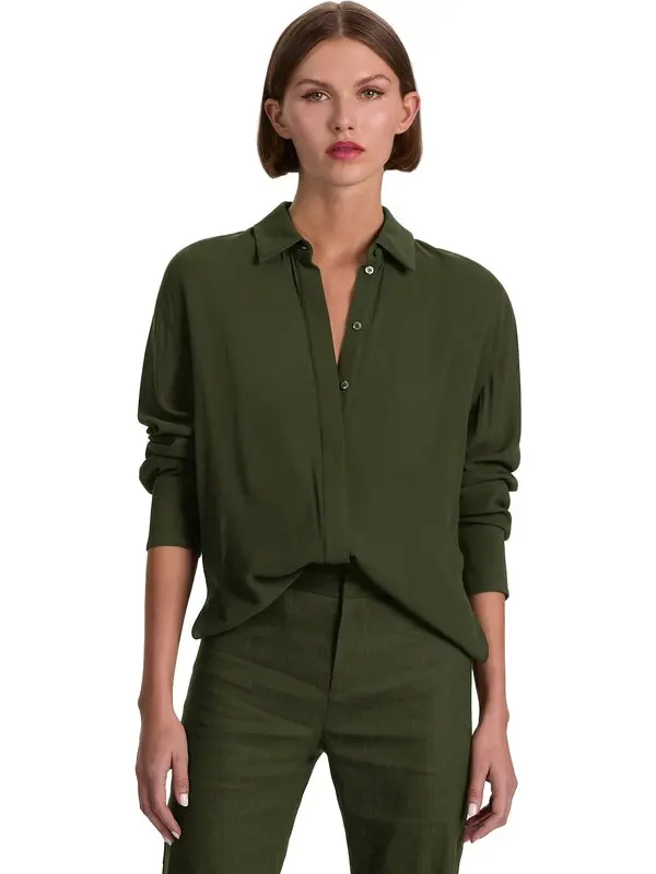 Alice + Olivia Dimitra Oversized Button Down - Dark Fern