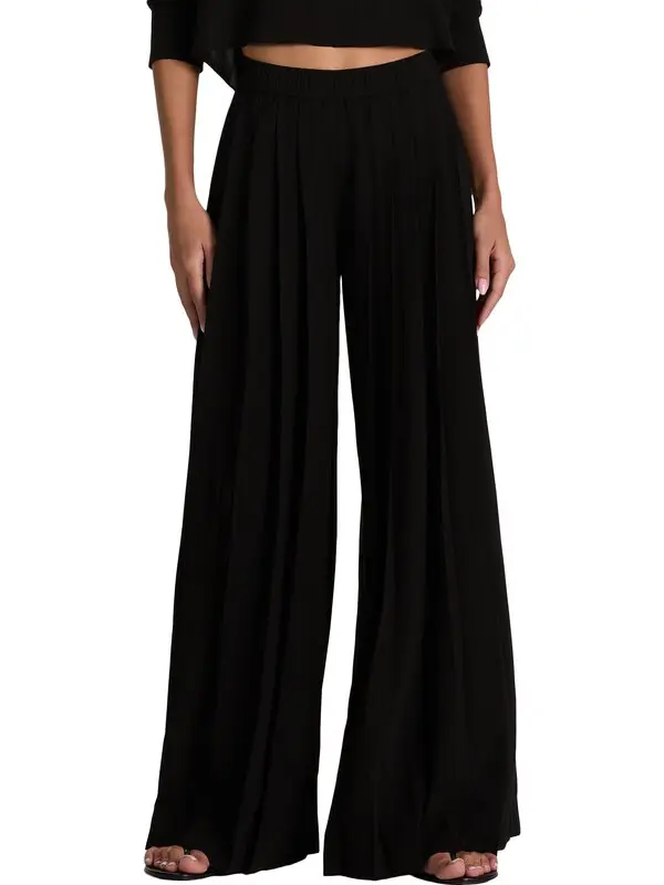 Alice + Olivia Jenna Pleated Wide Leg Pant - Black
