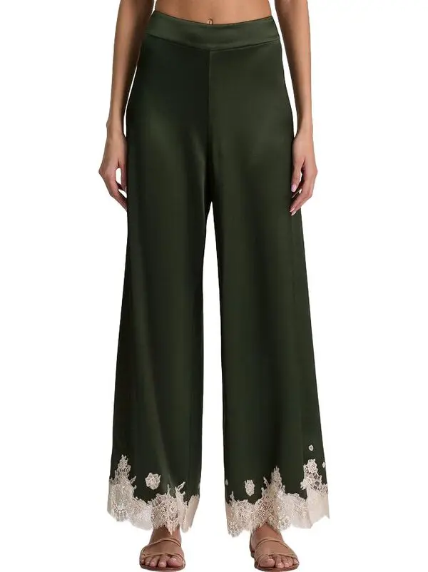 Alice + Olivia Athena Lace Gaucho Pant - Dark Fern