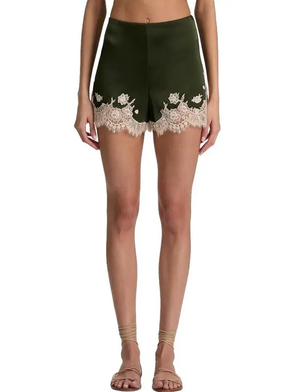 Alice + Olivia Elissa Lace Short - Dark Fern