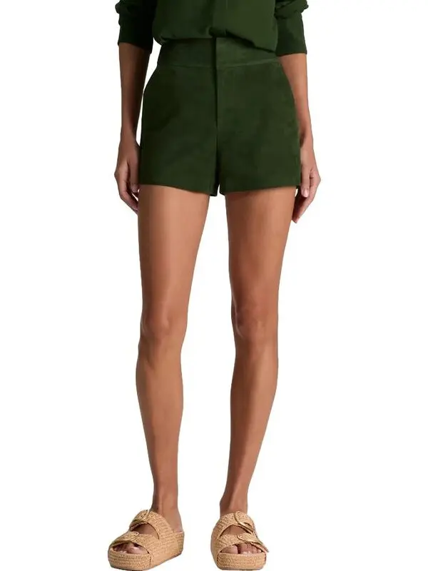 Alice + Olivia Cady Suede Short - Dark Fern
