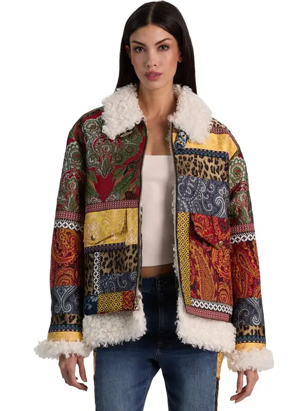 Alice + Olivia Hudson Shearling Aviator Coat - Multi