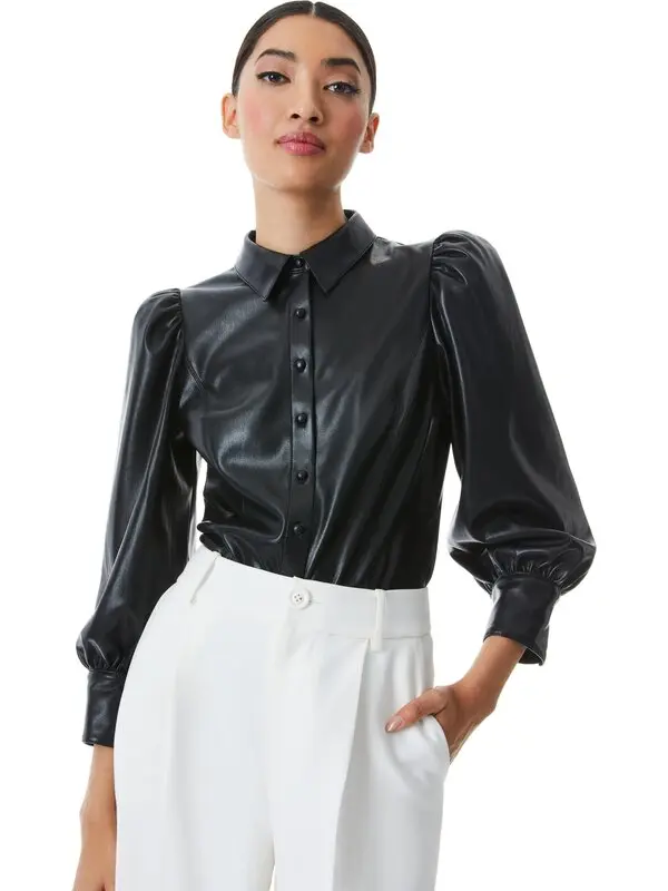 Alice + Olivia Nadine Vegan Top - Black