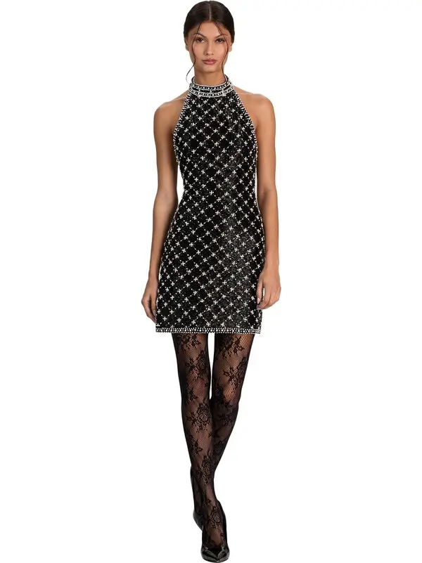 Alice + Olivia Gatz Embellished Mini Dress - Black/multi