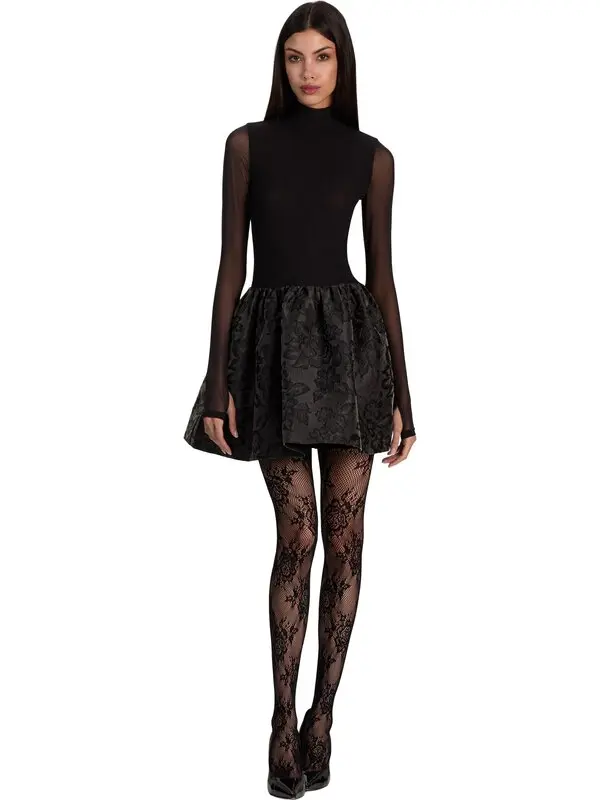 Alice + Olivia Chara Flared Mini Dress - Black