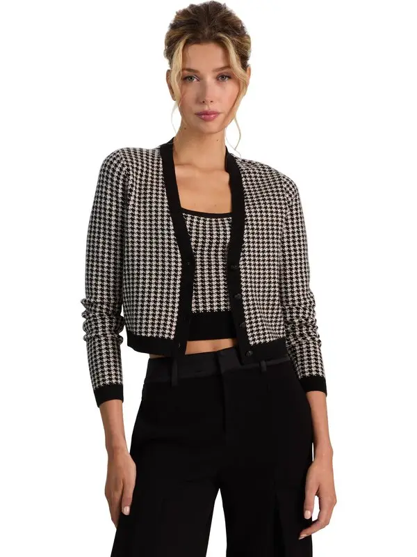 Alice + Olivia Grace Shrunken Cardigan - Black/chino