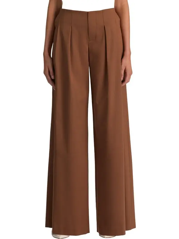 Alice + Olivia Elias Double Pleat Trouser - Camel